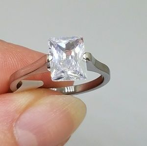 Jewelry | Nwt Rectangle Cz Engagement Ring Size 7 | Poshmark